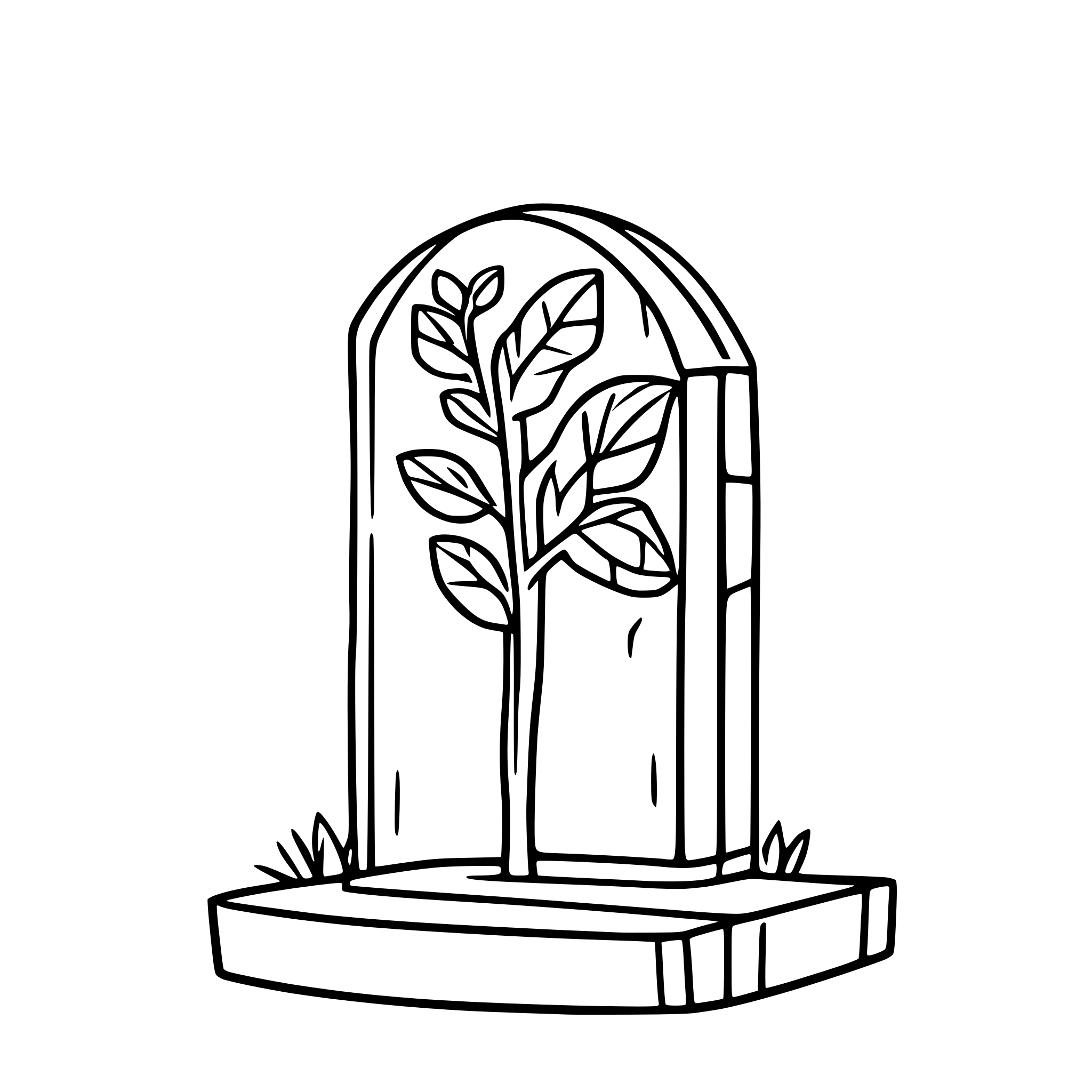 line art SVG for 'blank tombstone, minimalist, rounded, front view, no ...