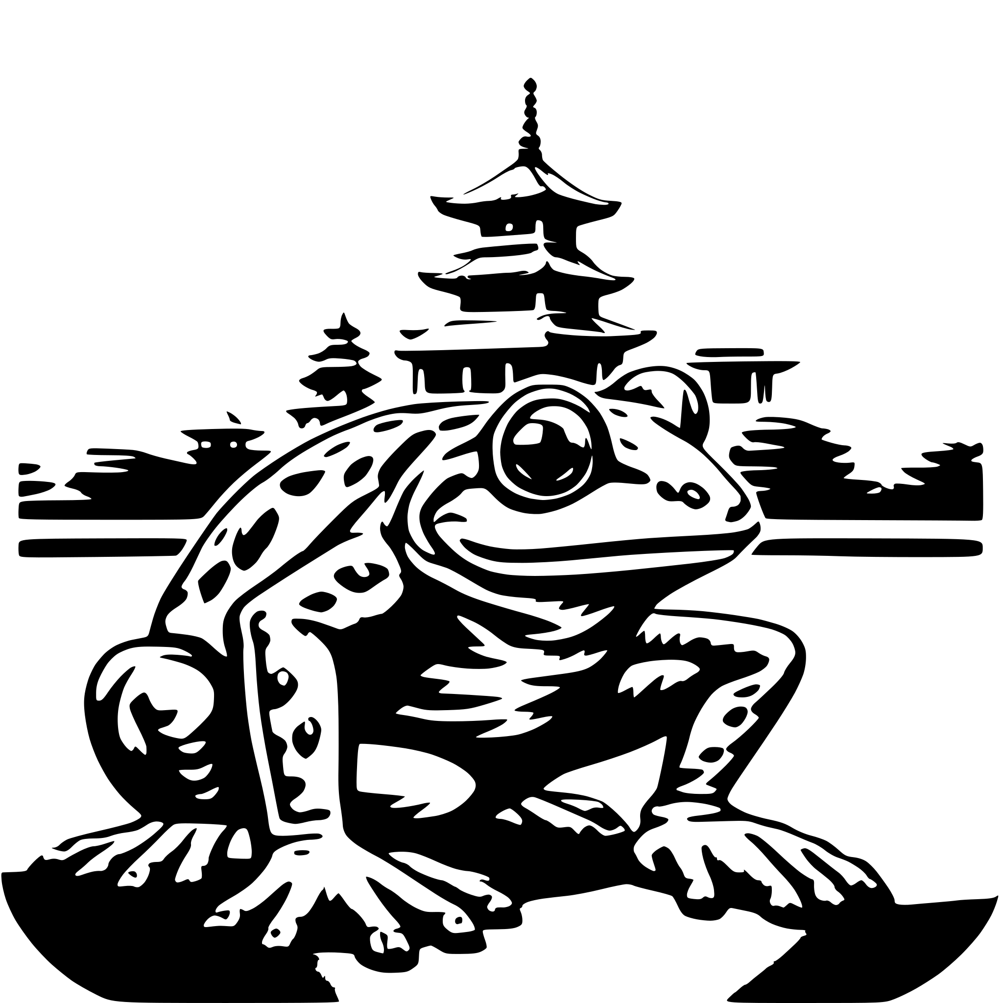 SVG for 'A samurai bufo frog, with a blonde mohawk, with a japanese ...