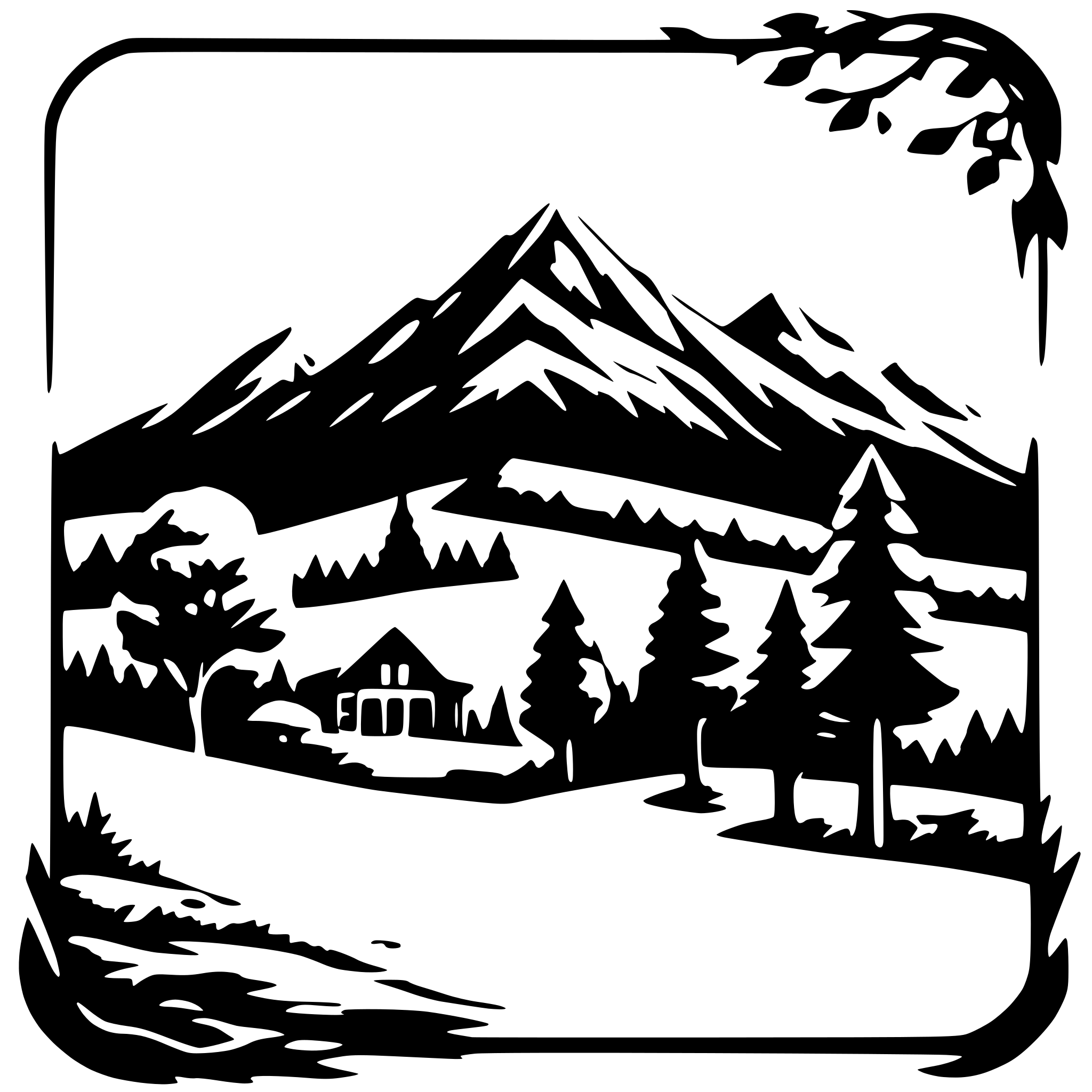 SVG for 'Rectangular sign with mountains and trees and family last name ...