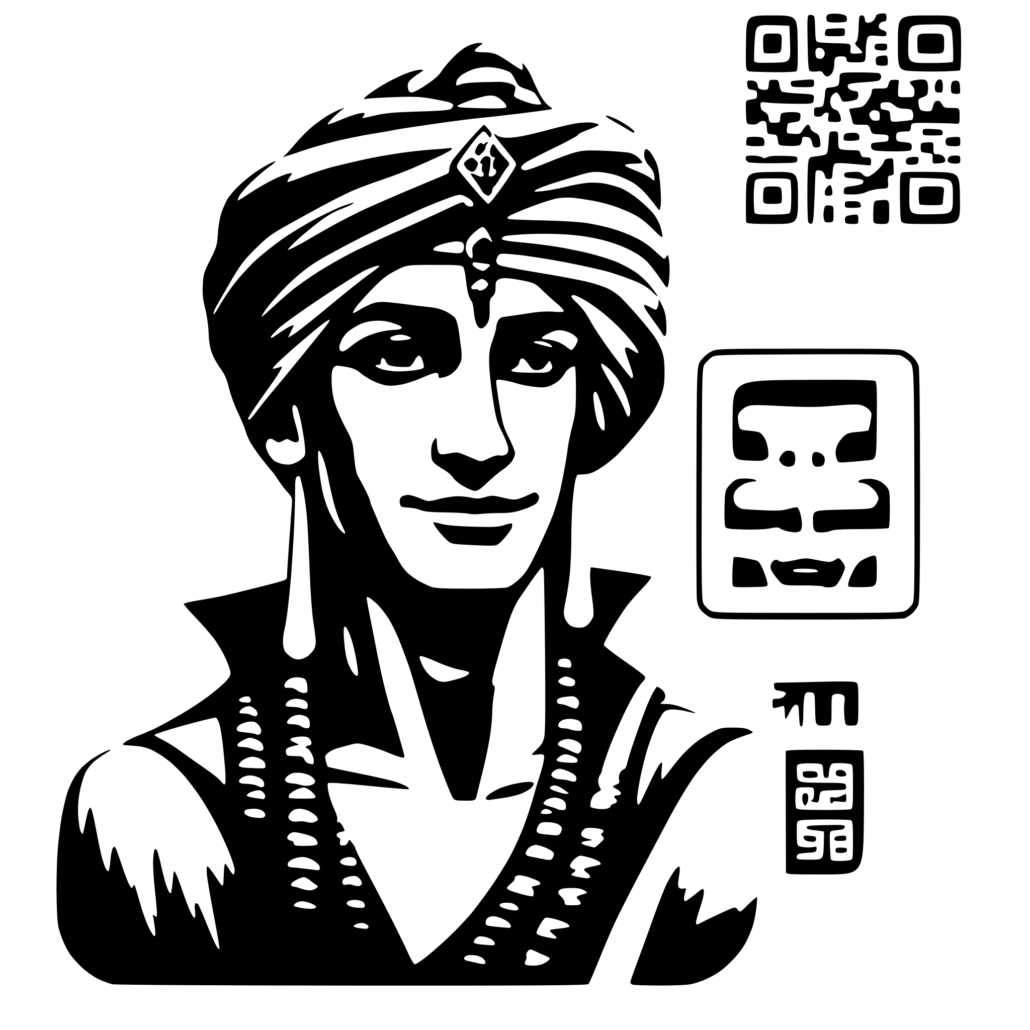 SVG Bundle for 'A male genie with turban on his head and QR code' | AI ...