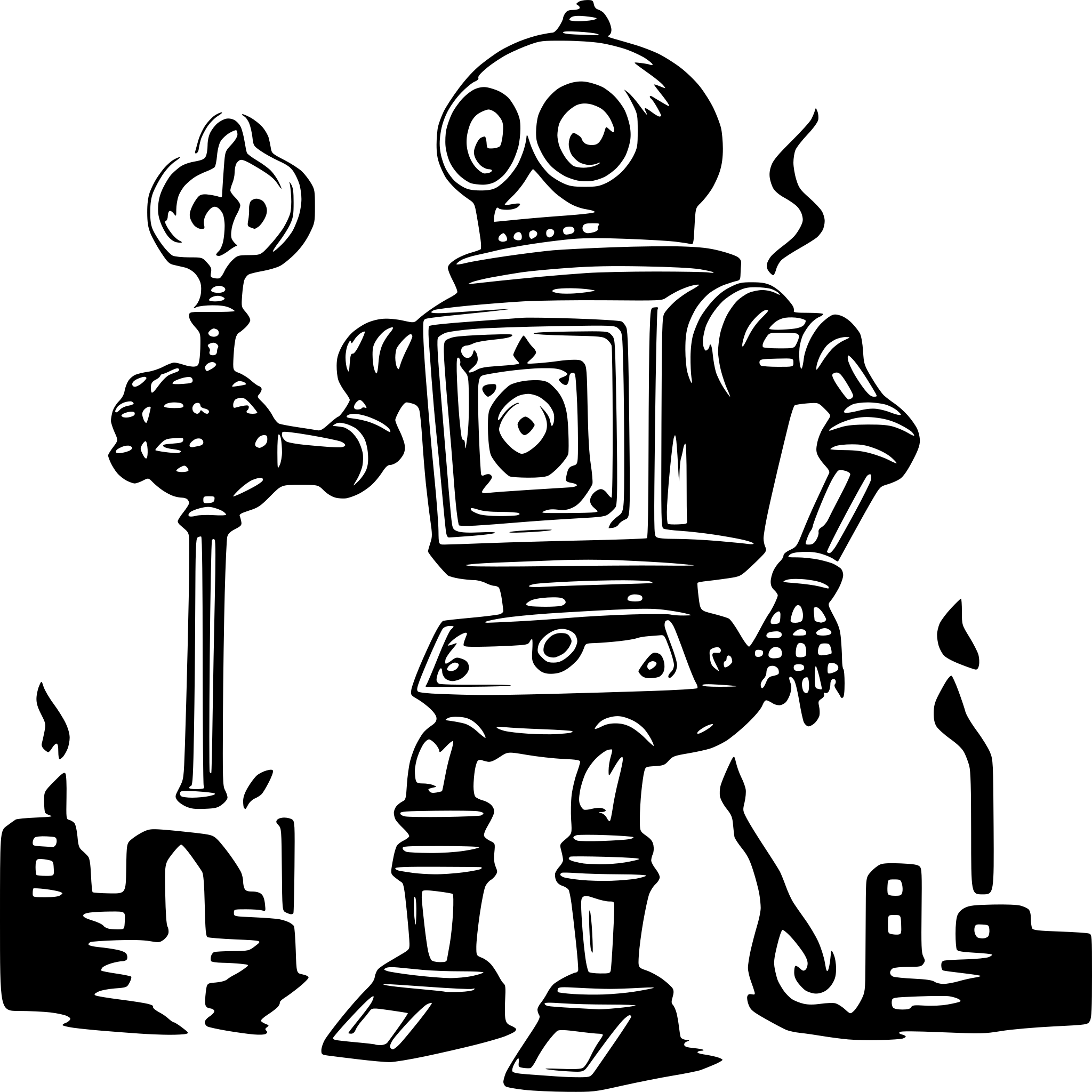 SVG Bundle for 'steampunk robot with fire in its belly holding a key ...