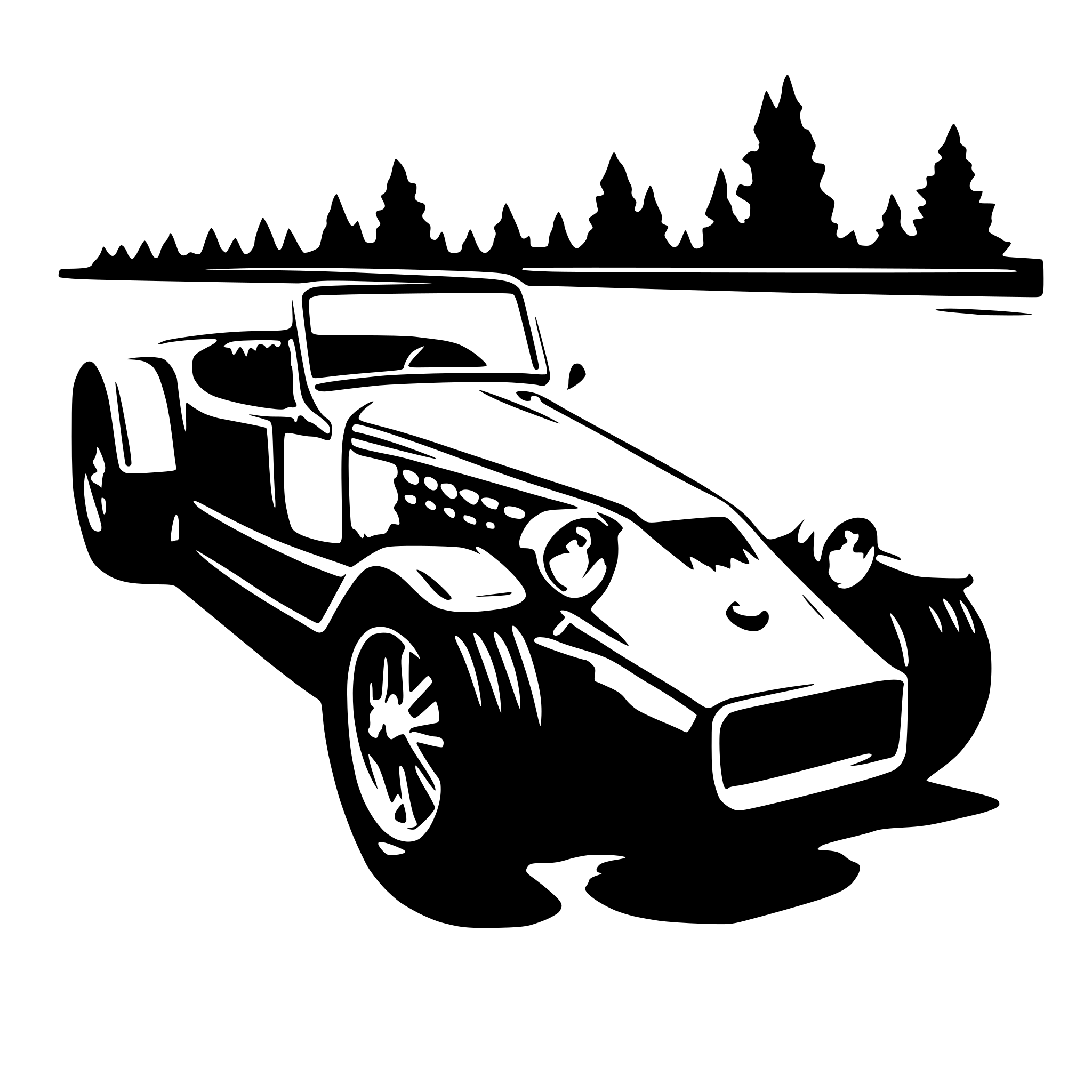 SVG for 'simple drawing 1920 roadster seen from the side in one path ...