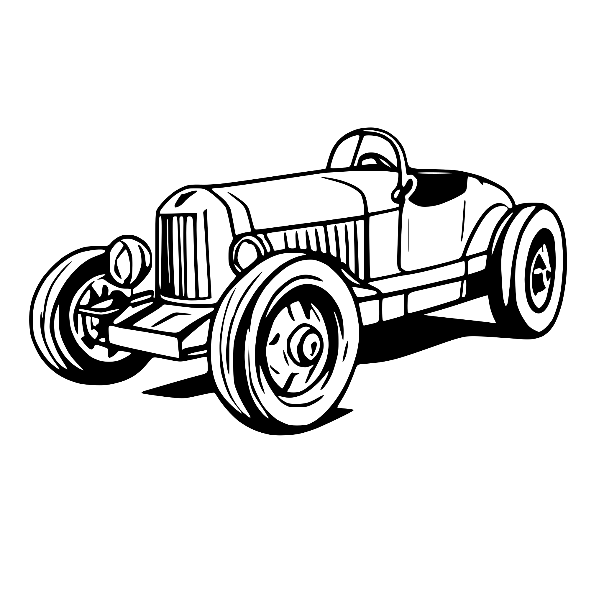 line art SVG for 'no perspective 1920 roadster seen from the side in ...