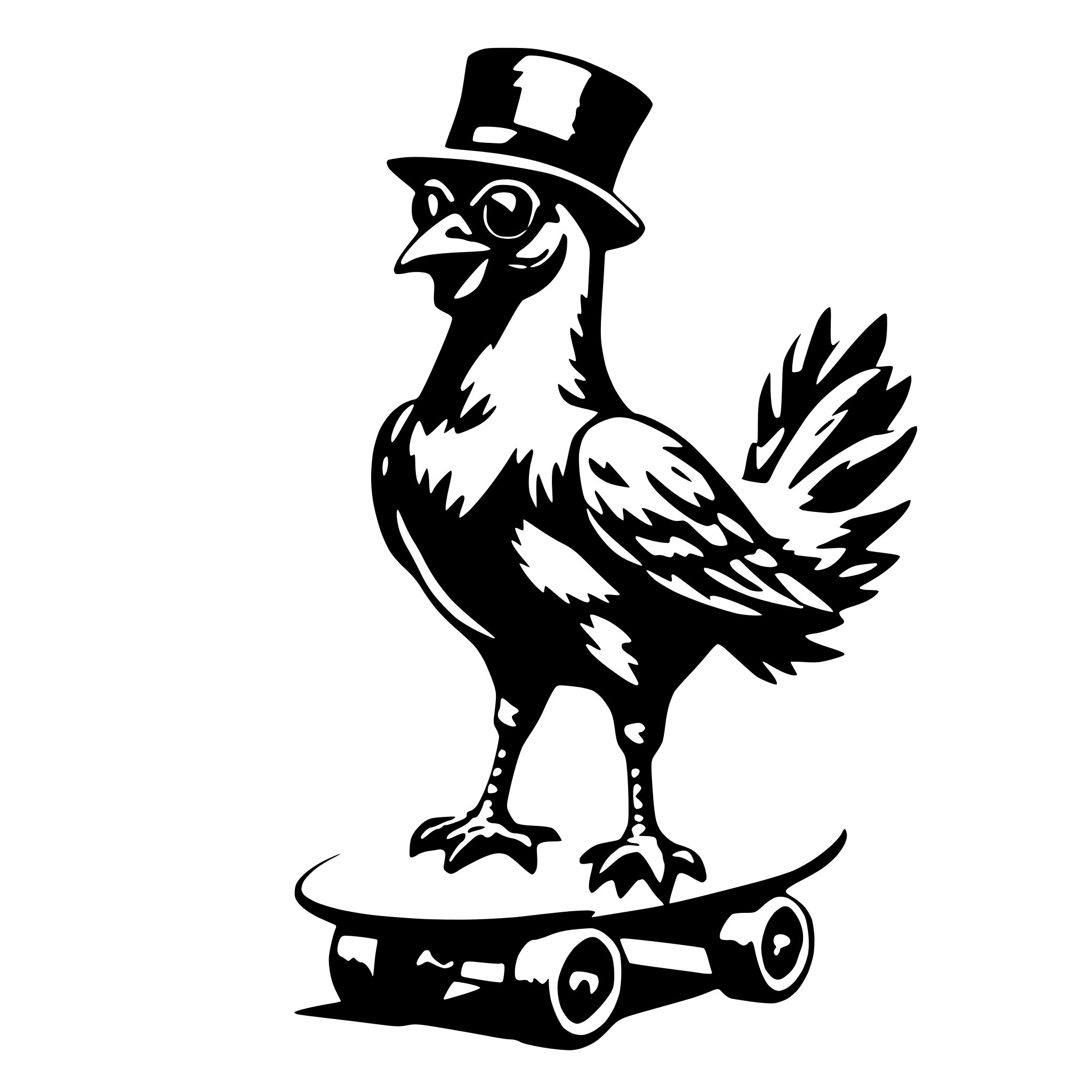 SVG for 'chicken on a skateboard wearing sunglasses and a backward hat ...