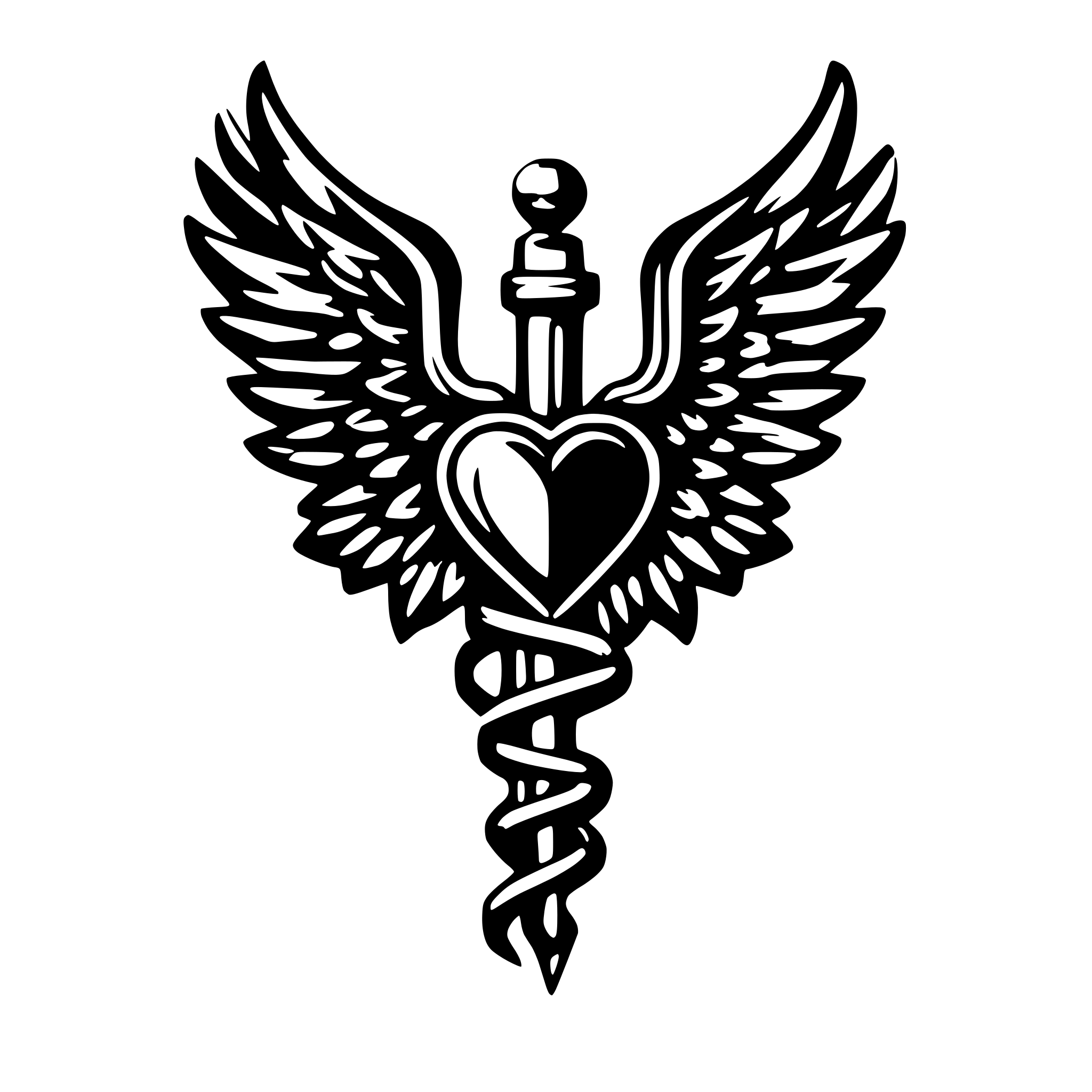 SVG Bundle for 'caduceus wings with heart' | AI-Generated Vector Graphics