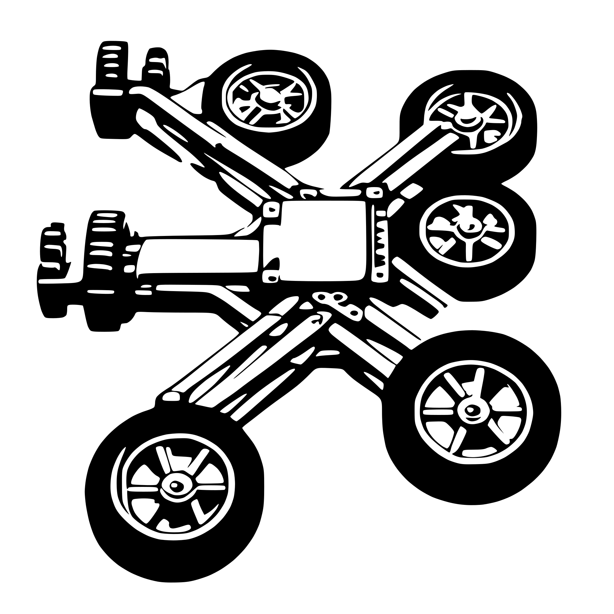 SVG for 'top view of robot car chassis with four omniwheels' | AI ...