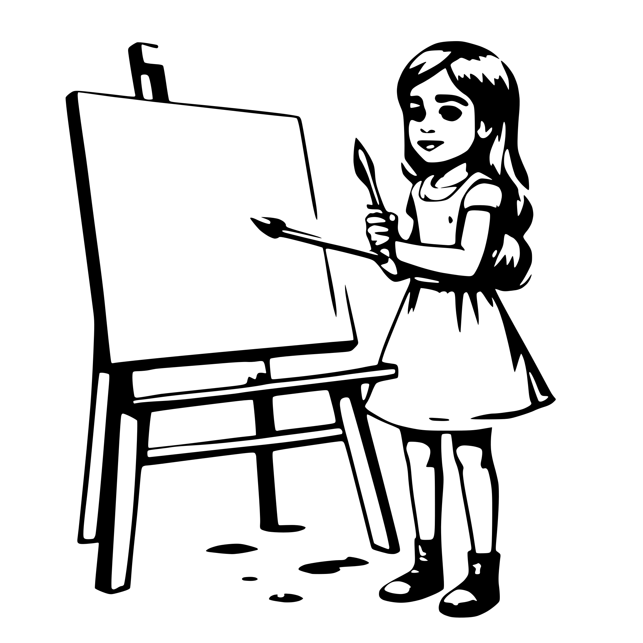 SVG Bundle for 'Little girl painting on easel, animated SVG, cute style ...