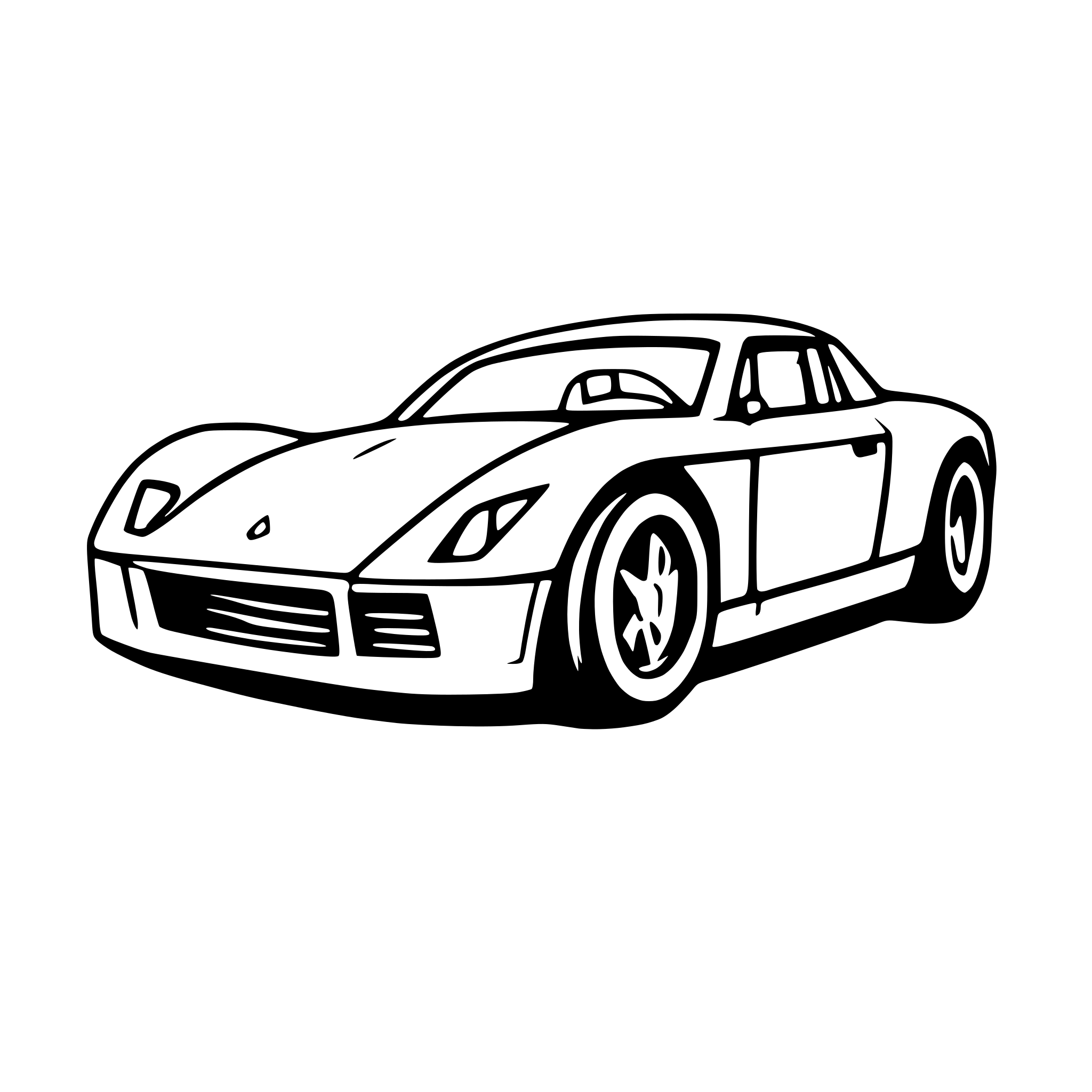 line art SVG for 'two dimension 2025 roadster seen from the side in one ...