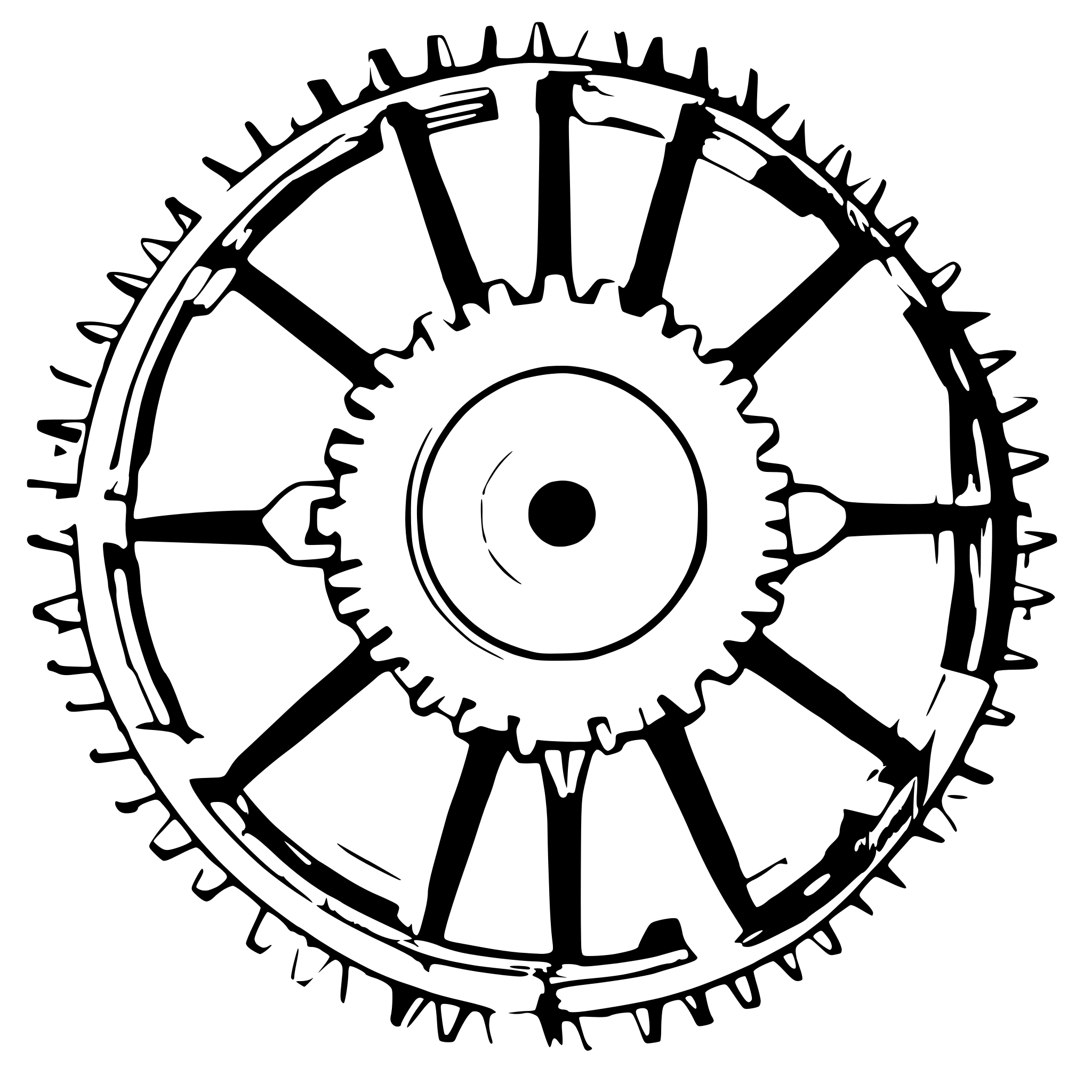 SVG for 'Large Gear (Top): Draw a large circle at the top center of ...