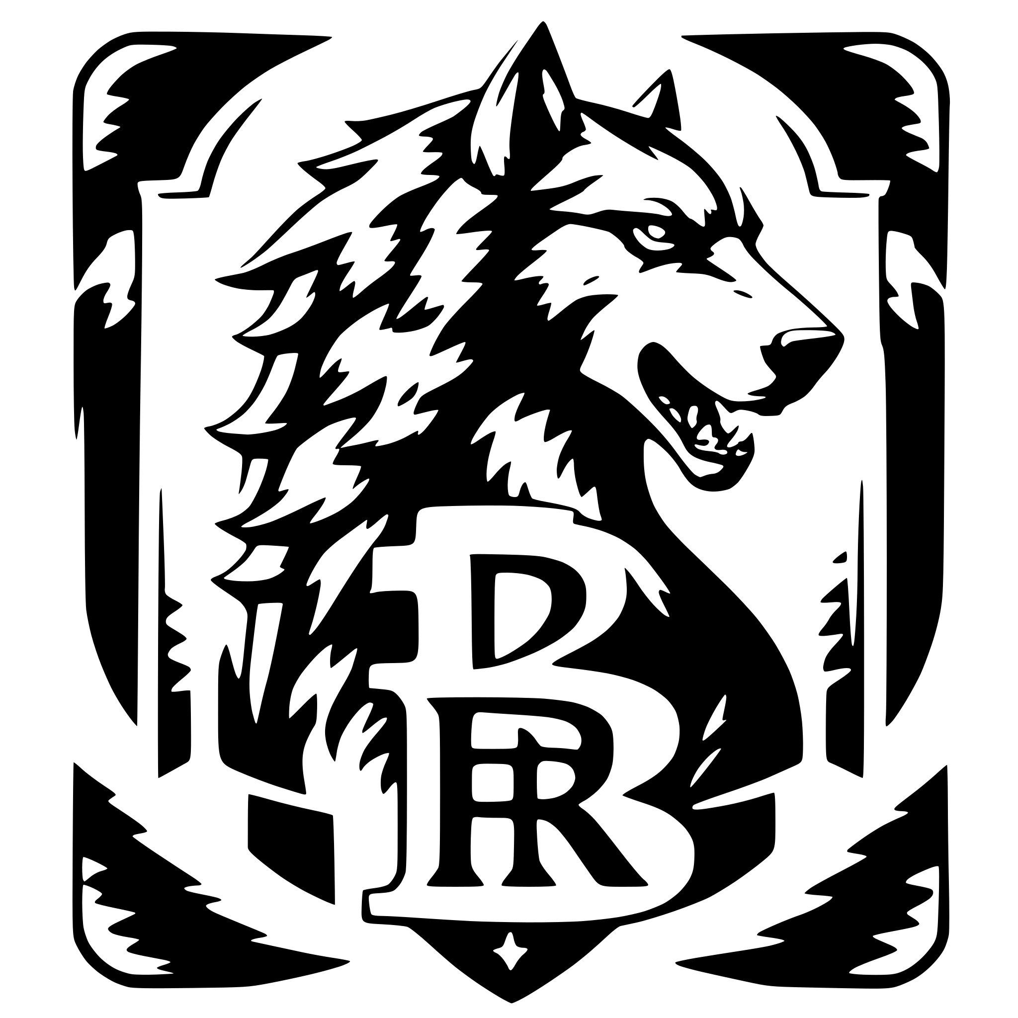 SVG for 'Family Crest of the letter R and an aggressive wolf facing the ...