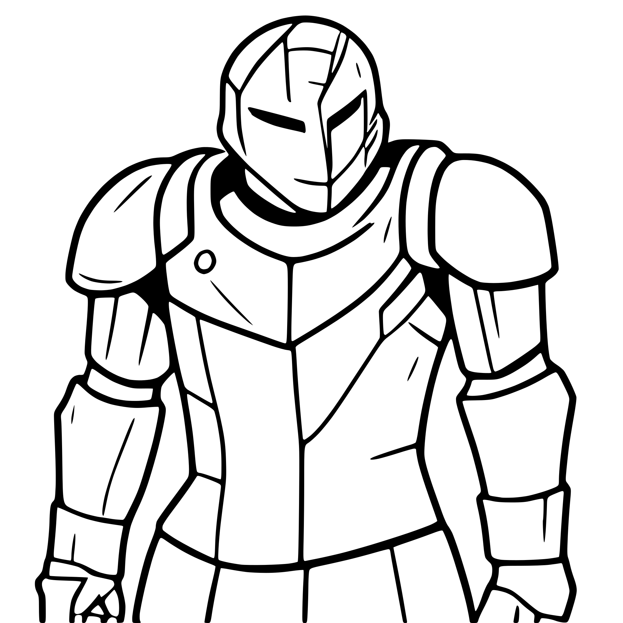 line art SVG for 'the outline of a black and white armor' | AI ...