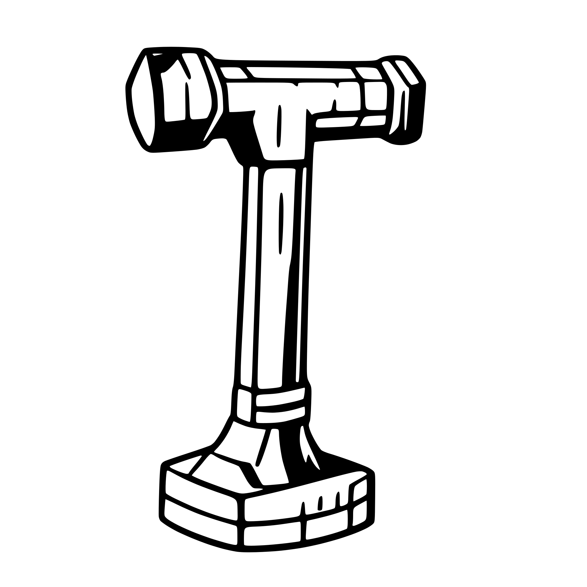 line art SVG for 'The SVG shows a simple line drawing of a sledgehammer ...