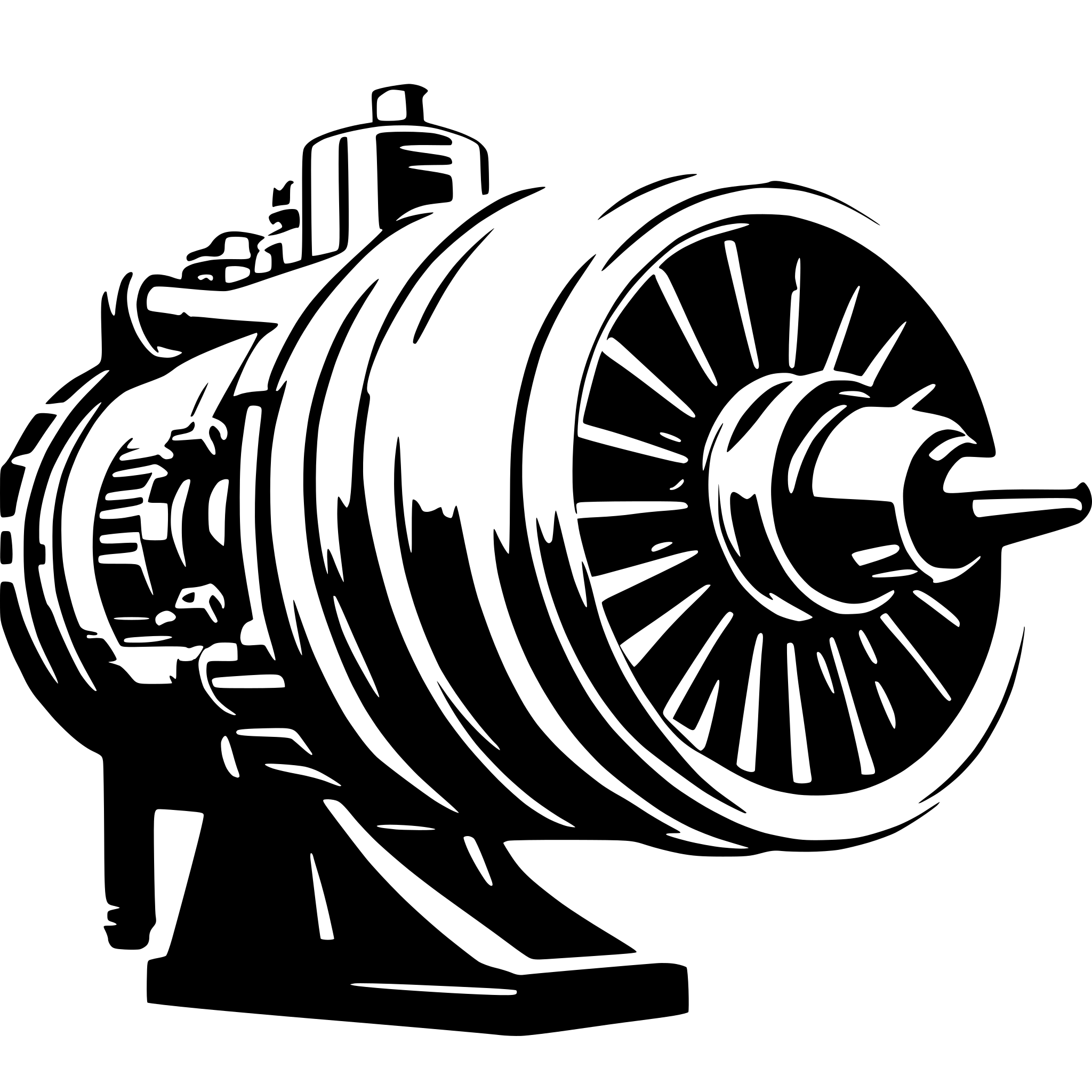 SVG Bundle for 'detailed black and white line drawing of a GE Cf-34 jet ...