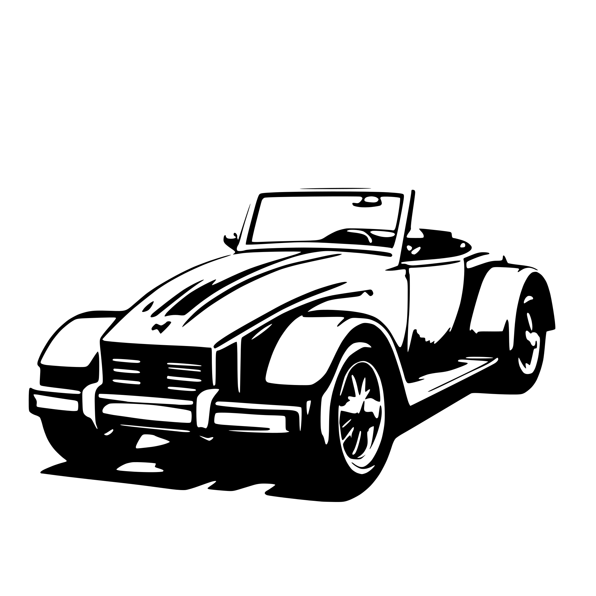 SVG for 'simple drawing 1920 roadster seen from the side in one path ...