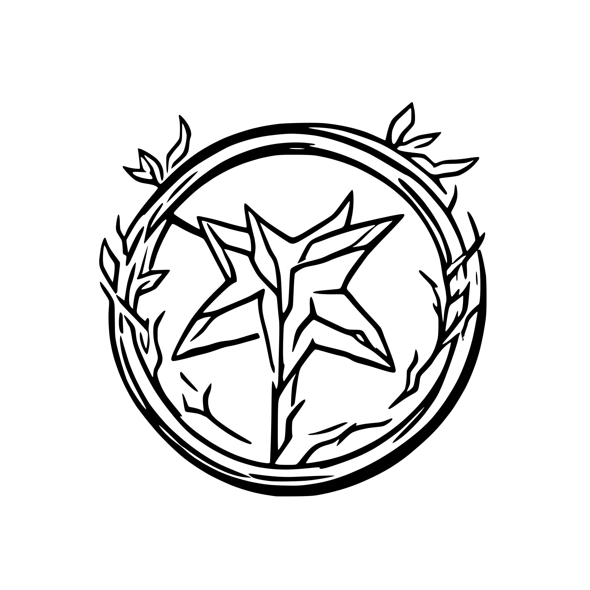 SVG Bundle for 'Reverse Pentagram-like. the vine wraps around barbed ...