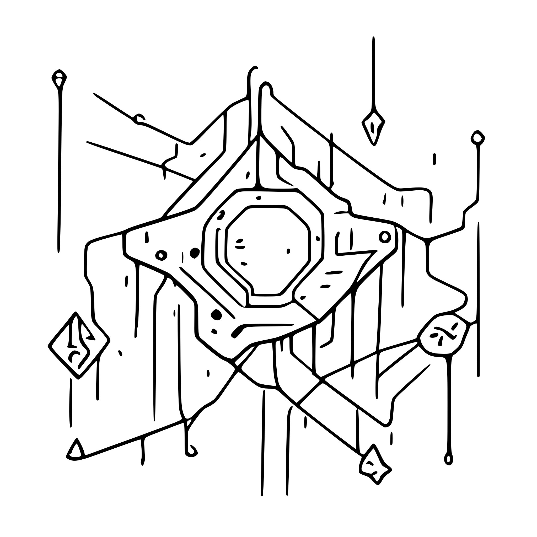 line art SVG for 'electrical pcb traces that vaguely resemble stars ...