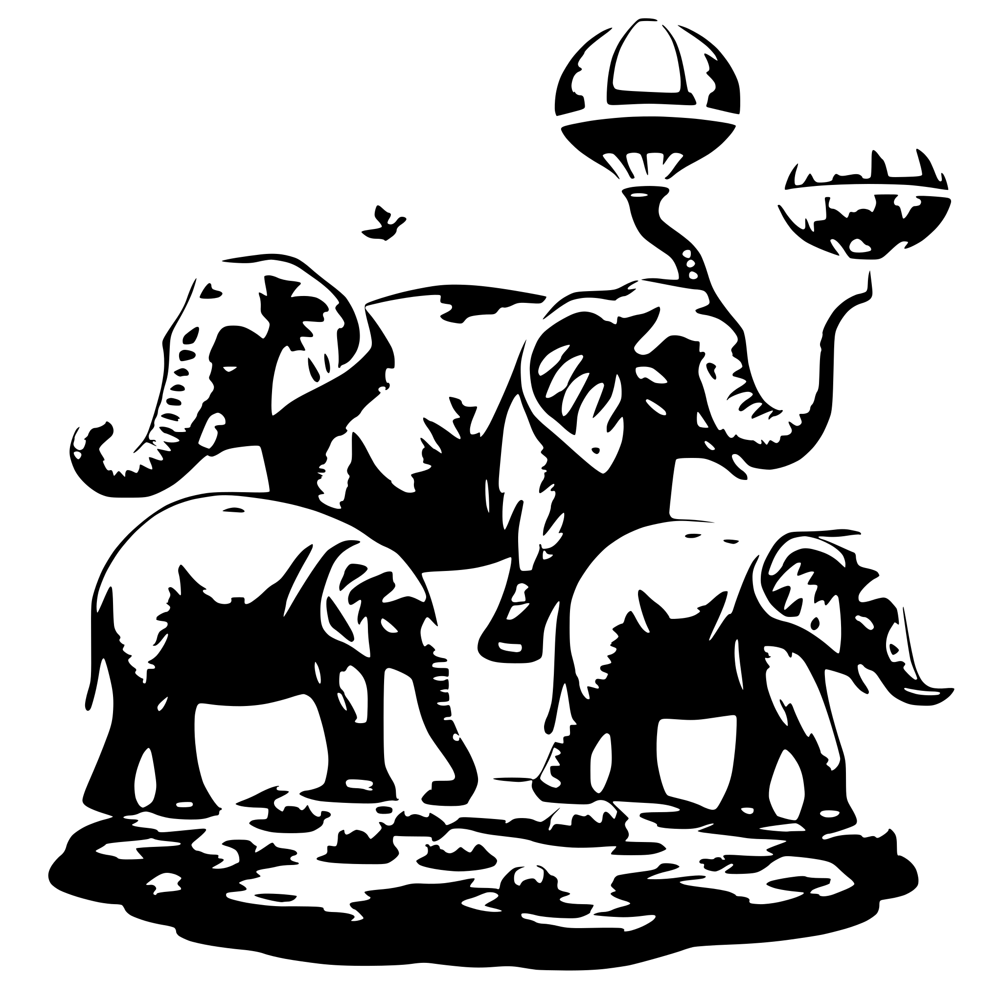 SVG for 'Four elephants holding the world, standing themselves on a ...